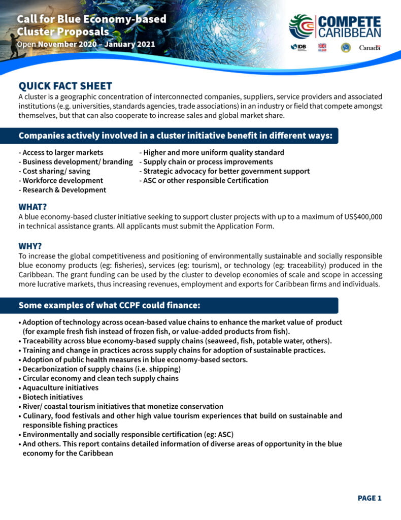 Call for Blue Economy-Based Cluster Proposals - Compete Caribbean ...