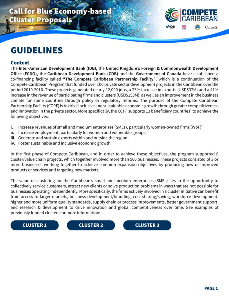 Call for Blue Economy-Based Cluster Proposals - Compete Caribbean ...