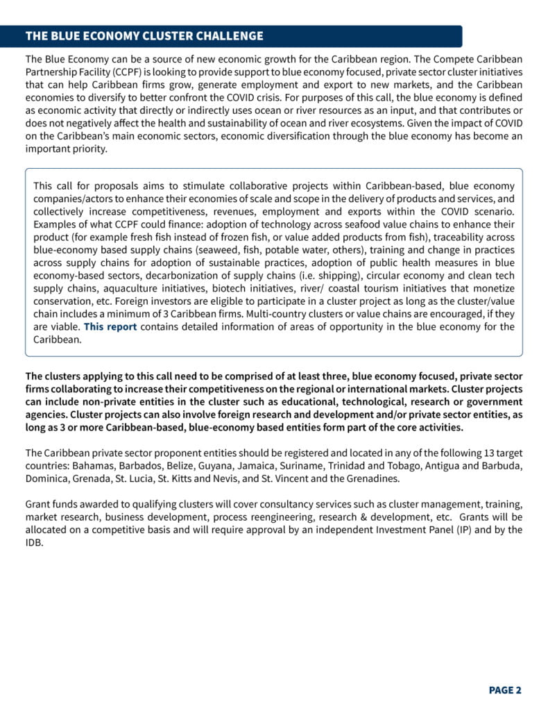 Call for Blue Economy-Based Cluster Proposals - Compete Caribbean ...